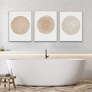 Boho Canvas Prints - Midcentury Modern Wall Art- Abstract Geometric Canvas Wall Art Set - Scandinavian Wall Art Painting for Living Room Bedroom Decor No Framed