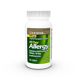 GoodSense All Day Allergy, Compare to Zyrtec, Cetirizine Hydrochloride Tablets, 10 mg, Antihistamine, 365 Count