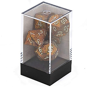 DND Dice Set-Chessex D&D Dice-16mm Glitter Gold and Silver Plastic Polyhedral Dice Set-Dungeons and Dragons Dice Includes 7 Dice - D4 D6 D8 D10 D12 D20 D% (CHX27503)