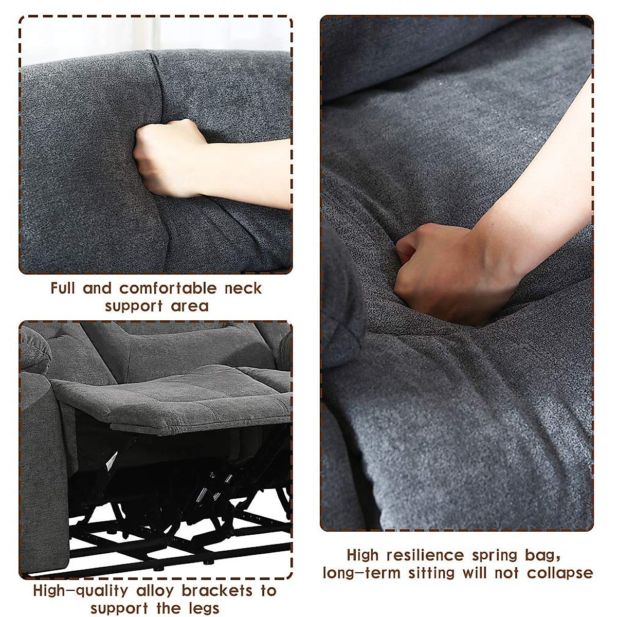 FDW Recliner Sofa Set Sectional Sofa for Living Room Home Theater Seating Reclining Couch Sofa Manual Recliner Motion for Home Furniture (Grey, Love Seat)