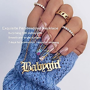 Jewenova S925 Sterling Silver Name Necklace Personalized, Custom Nameplate Necklace for Women with Adjustable Chain