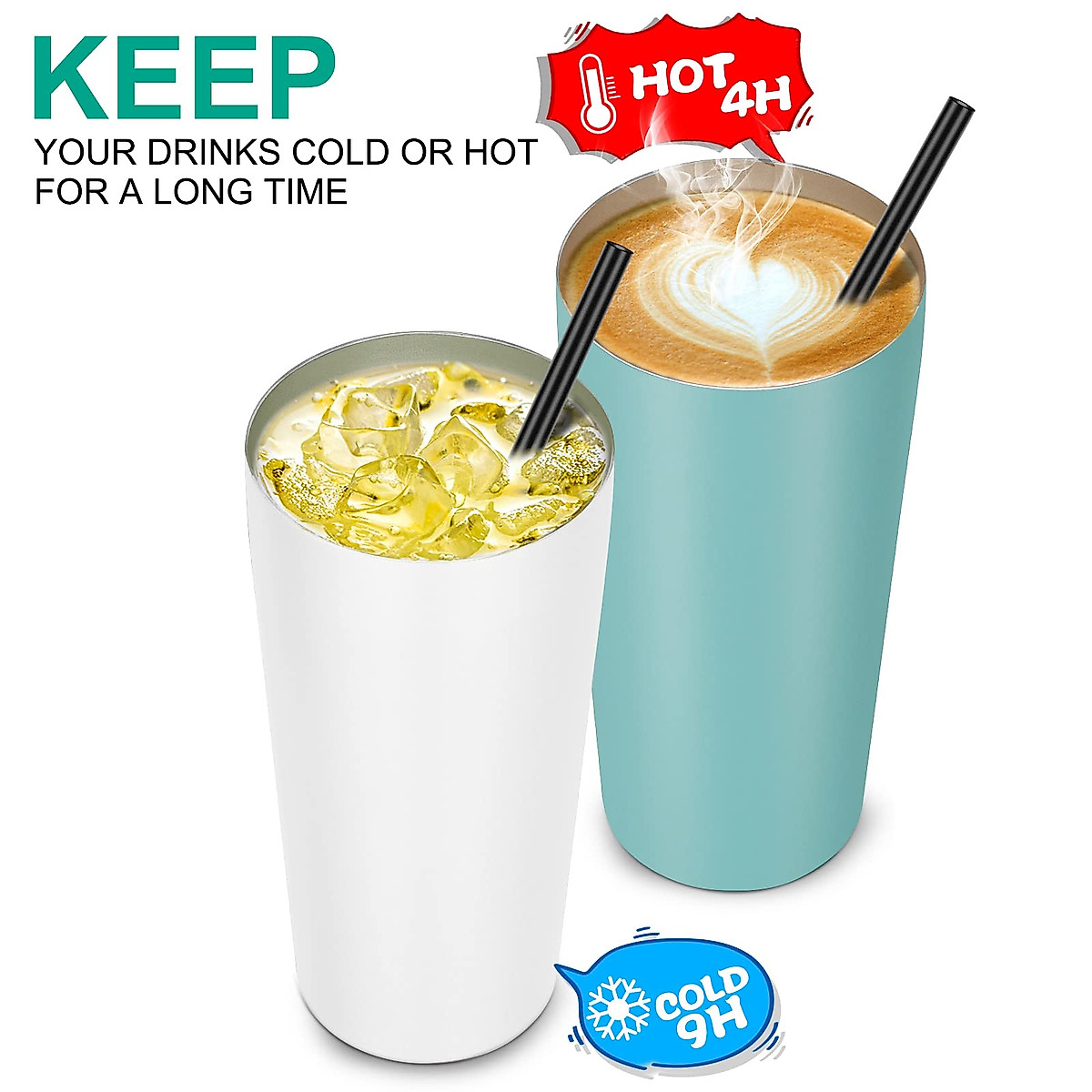 VEGOND 20oz Tumbler Bulk with Lid and Straw 12 Pack, Stainless Steel Vacuum Insulated Tumbler, Double Wall Coffee Cup Travel Mug, White