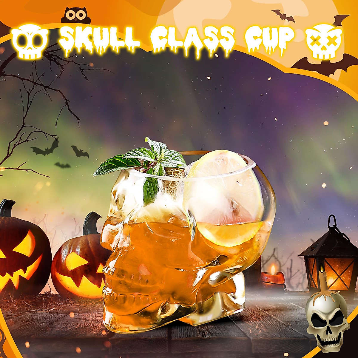 12 Pcs Halloween Skull Shot Glasses 2.8oz Skeleton Wine Glass Cocktail Glasses Halloween Skull Face Drinking Glasses For Whiskey Juice Skull Shooter Shot Glass Cups For Halloween, Bars (12, 2.8oz)