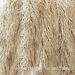 Fur Accents Luxury Faux Fur Throw Blanket - Natural Beige Mongolian Shag Long Hair Llama Sheepskin USA (5'X8')