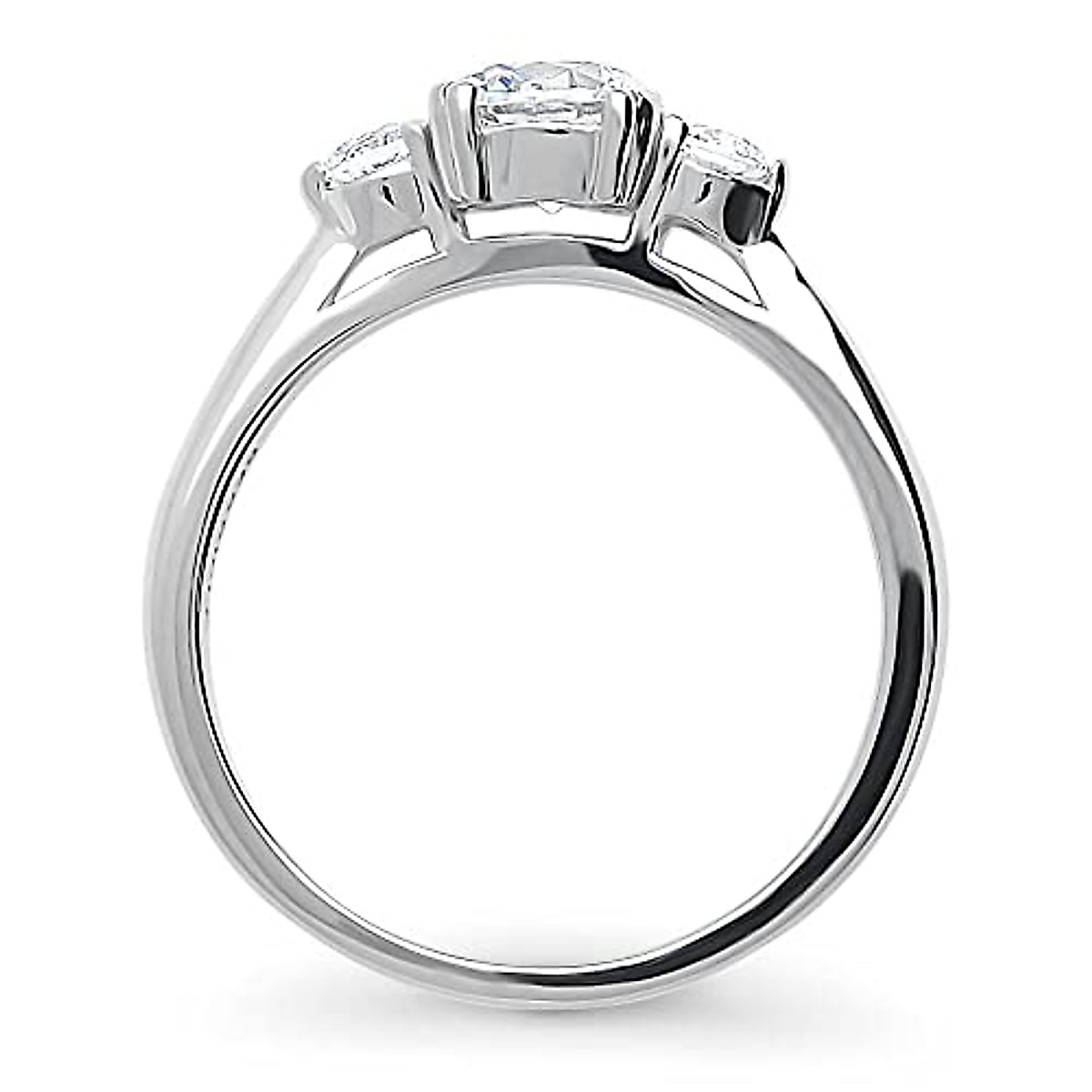 BERRICLE Sterling Silver 3-Stone Wedding Engagement Rings Round Cubic Zirconia CZ Anniversary Promise Ring for Women, Rhodium Plated Size 7
