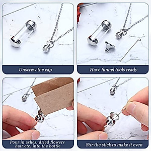 MTLEE Vial Necklace Glass Vial Pendant Stainless Steel Glass Container Necklace Openable Memorial Keepsake Cremation Ashes Holder (12 Pieces)
