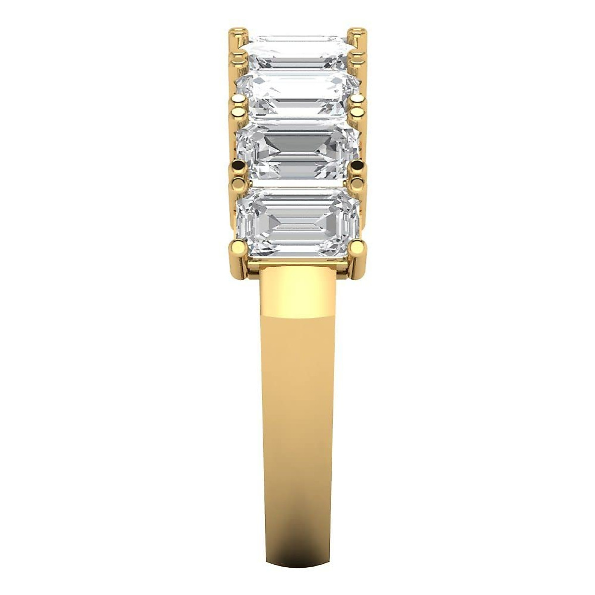 Clara Pucci 2.61 Carat Emerald Cut Clear Simulated Diamond 14k Yellow Gold Eternity Wedding Engagement Designer Anniversary Ring Band Size 6