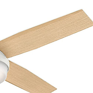 Hunter Fan Company 59242 52" Dempsey Indoor Low Profile Ceiling Fan with Light, Fresh White Finish