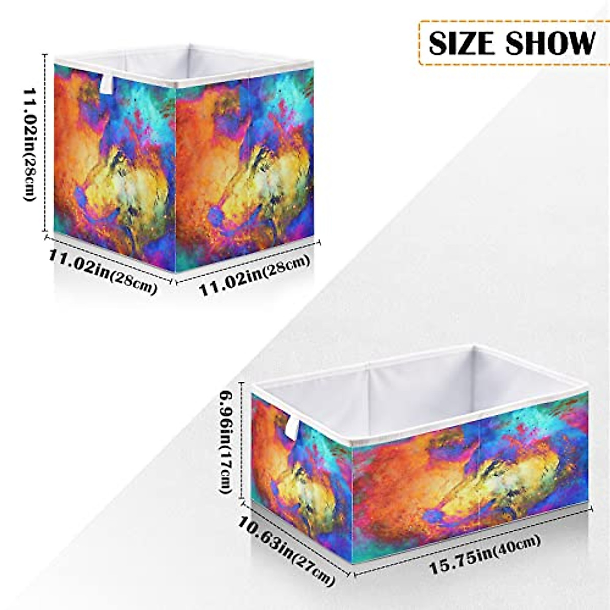 Wolf Portrait Cube Storage Bin Collapsible Storage Bins Waterproof Toy Basket for Cube Organizer Bins for Kids Girls Boys Toys Book Office Home Shelf Closet - 11.02x11.02x11.02 in