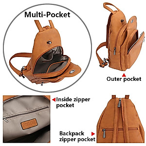 OISLUMU Small Backpack Purse for Women Multi Pocket PU Leather Lightweight Handbags Convertible Travel Shoulder Handbag (Brown)