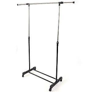 6843 – Single 2 - Heavy Duty Rail Portable Clothes Hanger Rolling Garment Rack - MN29