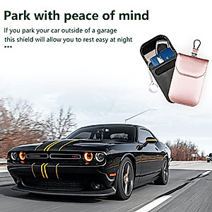 Teskyer Key Fob Protector, 2 Pack of Faraday Bags, Anti-Hacking Faraday Case, Anti-Theft RFID Signal Blocking Pouch for Car Key, Black and Rose Gold