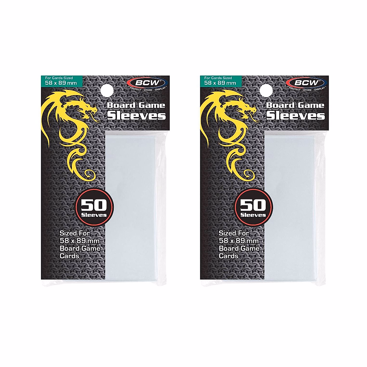 BCW Standard Chimera Board Game Sleeve - 58mm x 89mm - Bundle of 2 Packs - 100 Sleeves Total