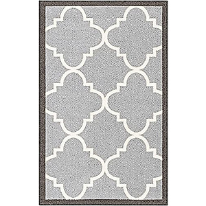 Well Woven Kings Court Brooklyn Trellis Modern Grey Geometric Lattice 2' x 3' Mat Accent Indoor/Outdoor Rug