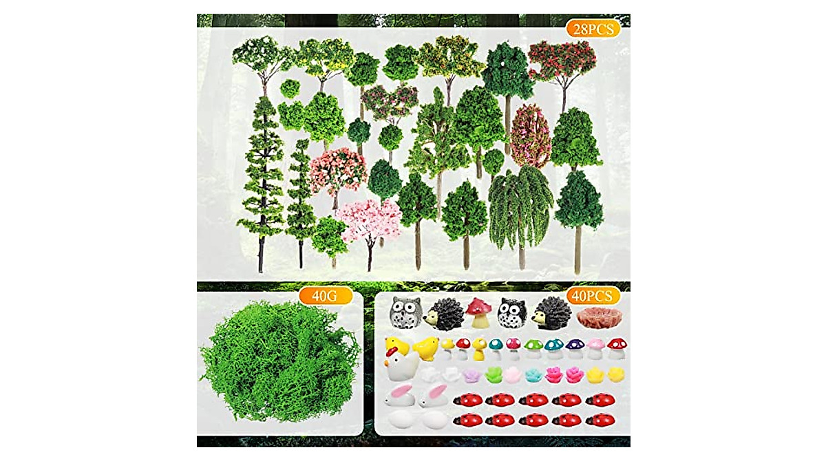 72 Pc Miniature Fairy Garden Kit | Trees, Animals & Moss DIY