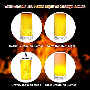 LED Flame Effect Light, Fireplace Light with Remote & Timer, USB Rechargeable Battery Operated Flame Lamp, Waterproof Dimmable 4 Modes Flameless Candle Light for Room Party Bar Decor 2 PCS