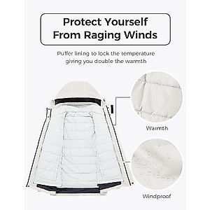 wantdo Men's 3-in-1 Winter Coat Waterproof Snow Jackets Warm Skiing Jacket with Hood White L