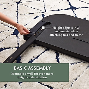 Edenbrook Miller Low Profile, Performance Velvet Headboard for Twin Size Bed-Black Upholstered Twin Headboard