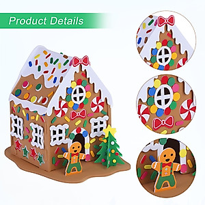Elcoho 3 Sets of Gingerbread House DIY Craft Kit 3D Christmas Foam Stickers Decorations Party Crafts Decorations for Christmas Party Favors Project Art and Craft DIY Kit
