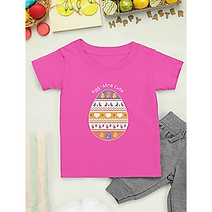 Eggstra Cute Easter Tee Decorated Cute Infant Toddler Kids Bunny T-Shirt 12M Pink