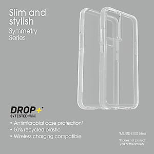 OtterBox Galaxy S22+ Symmetry Series Case - STARDUST (GLITTER/CLEAR), ultra-sleek, wireless charging compatible, raised edges protect camera & screen