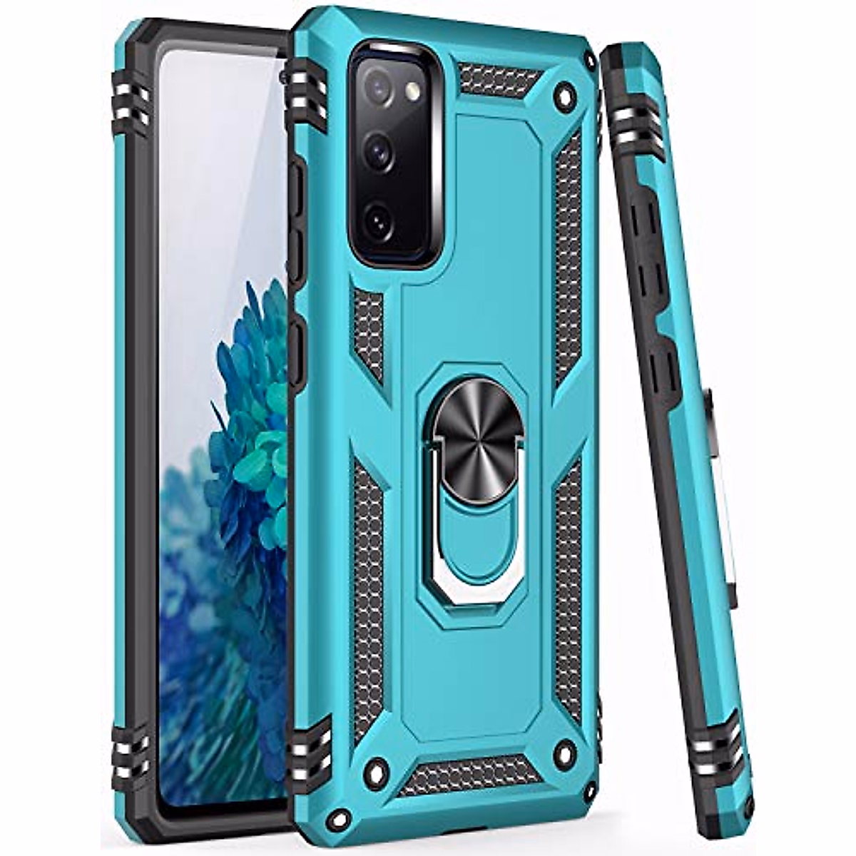 LUMARKE Galaxy S20 FE Case,Pass 16ft. Drop Tested Military Grade Cover with Magnetic Ring Kickstand Compatible with Car Mount Holder,Protective Phone Case for Samsung Galaxy S20 FE Teal