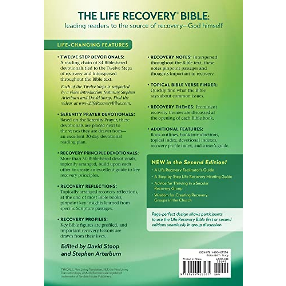 Tyndale NLT Life Recovery Bible (Large Print, Softcover) 2nd Edition - Addiction Bible Tied to 12 Steps of Recovery for Help with Drugs, Alcohol, Personal Struggles - With Meeting Guide