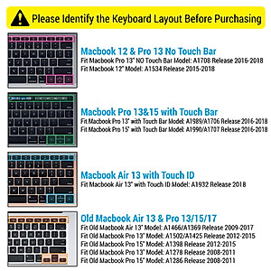 iBenzer Macaron Series Silicone Keyboard Cover for MacBook Pro 13’’ or 15’’ with Touch Bar (2018 2017 2016 Model: A1706 A1707 A1989 A1990), Wine Red, MKC05WR
