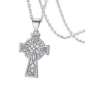 FaithHeart Cross Celtic Knot Necklace Sterling Silver Vintage Irish Jewelry Women Celtic Pendant Amulet Charms with Brand Packaging