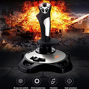 PC Joystick, USB Game Controller with Vibration Function and Throttle Control, PXN 2113 Wired Gamepad Flight Stick for Windows PC/Computer