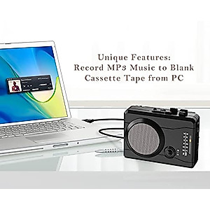 Portable Walkman Cassette Player Recorder, Personal Retro Walkman Audio Stereo Recording, AM/FM Radio, Tape to MP3 Converter, Built-in External Speaker, 3.5MM Headphone Jack and Earphone Included