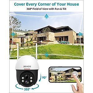 DEKCO 【New Version】 5MP UHD Solar Security Camera Wireless Outdoor, Home Security System with Spotlights, Night Vision, Pan Tilt 360° View, 2-Way Audio, Human Detection, Connect to 2.4Ghz WiFi DC9P