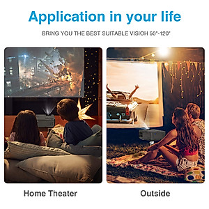 Mini Video Projector, Portable Outdoor Movie Projector 1080P Supported, 4500 Lux LED Phone Projector for Home Theater, Compatible with iPhone, Android, TV Stick, HDMI,USB, PS5, Black