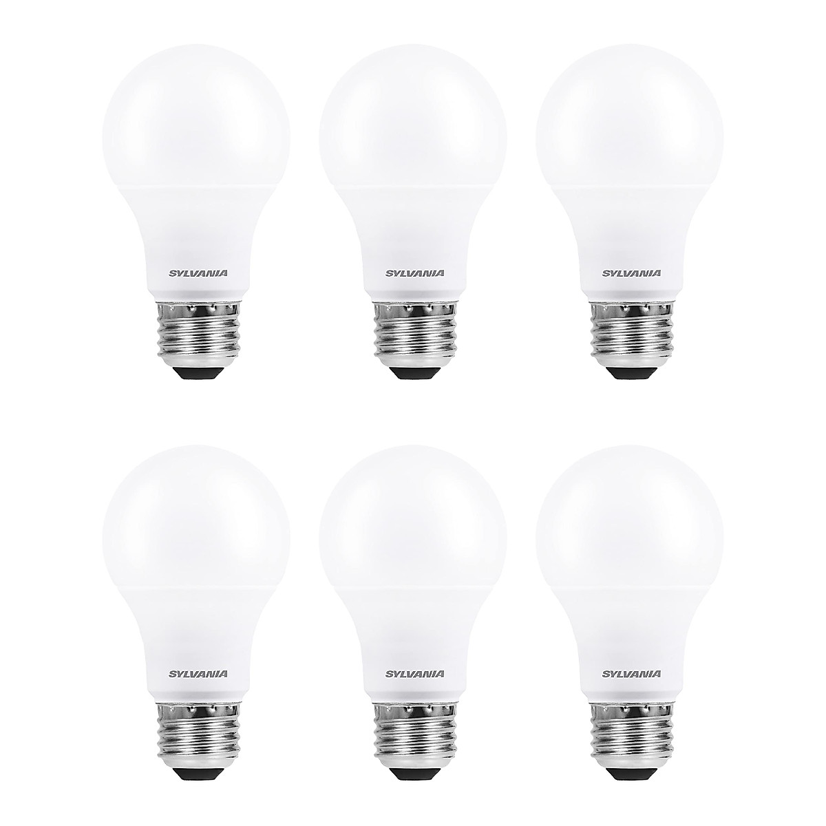 SYLVANIA ECO LED A19 Light Bulb, 100W Equivalent, Efficient 14.5W, 7 Year, 1450 Lumens, Non-Dimmable, Frosted, 2700K, Soft White - 6 Pack (40885)