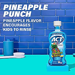 ACT Kids Anticavity Fluoride Rinse Pineapple Punch 16.9 fl. oz. Accurate Dosing Cup, Alcohol Free