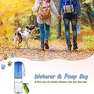 Sofunii Portable Travel Dog Water Bottle with Poop Bag Dispenser &1 Roll Poop Bag