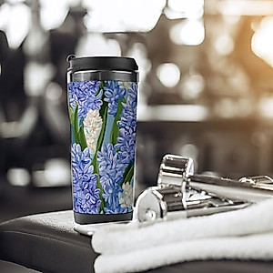 Hyacinth Flowers Travel Coffee Mug Reusable Insulated Drinking Cup with Lid for Home Outdoor Works 13 Oz