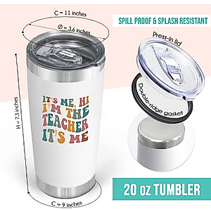Hi It's Me I'm The Teacher Tumbler 20 Oz - First Grade Teacher Back To School Gift for Signer Merch Fans - Appreciation and Stress Relief Gift for Easter, Valentine, Christmas