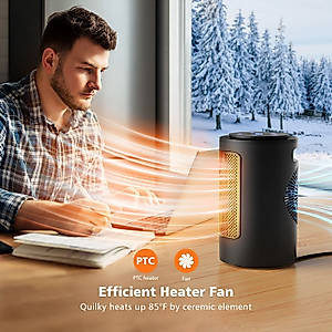Space Heater, Portable Electric Heaters for Indoor Use, 1500W Oscillation Small Desk Heater Fan with Digital Display & Touch Control for Bedroom, Office