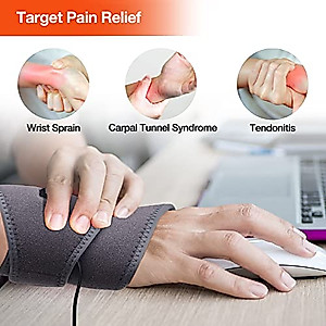 Comfheat Wrist Heating Pad Wrap for Pain Relief, Heated Wrist Brace Heat Therapy for Carpal Tunnel Relief, Sprains, Swelling, De Quervain's Tenosynovitis, Tendonitis Hand Pain - Left Right Hand Grey