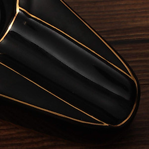 G Galiner Cigar Ashtray, Travel Ceramic Ashtray for Cigars, Outdoor Cigar Ash Tray Accessoires(Black With Golden line)