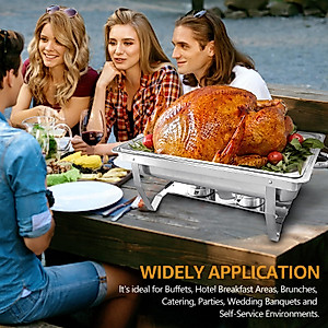 JSTUOKE 4 Pack Chafing Dish Buffet Set, 8QT Stainless Steel Rectangular Chafers and Buffet Warmer Sets for Catering, with Food & Water Pan, Lid, Foldable Frame, Fuel Holder for Event Party Holiday