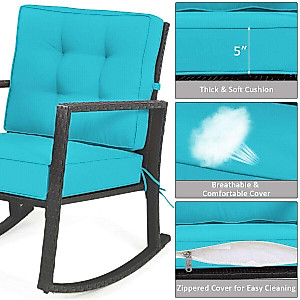 UYSB 2PCS Patio Rattan Rocker Chair Outdoor Rocking Chair Cushion Chair Rocking Chair Rocker Chair Rocker Camp Chair Rocker Recliner Rocking Camp Chair Rocking Chairs Outdoor Rocking cha