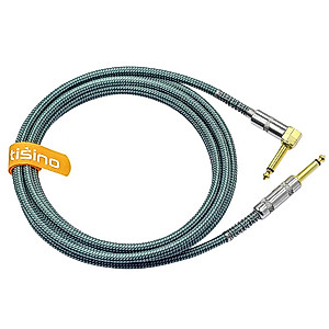 tisino Guitar Cable 10 ft, 1/4 inch Cable Straight to Right Angle Guitar Cord Instrument Cable for Electric Guitar, Bass, Amp, Keyboard, Mandolin - Green