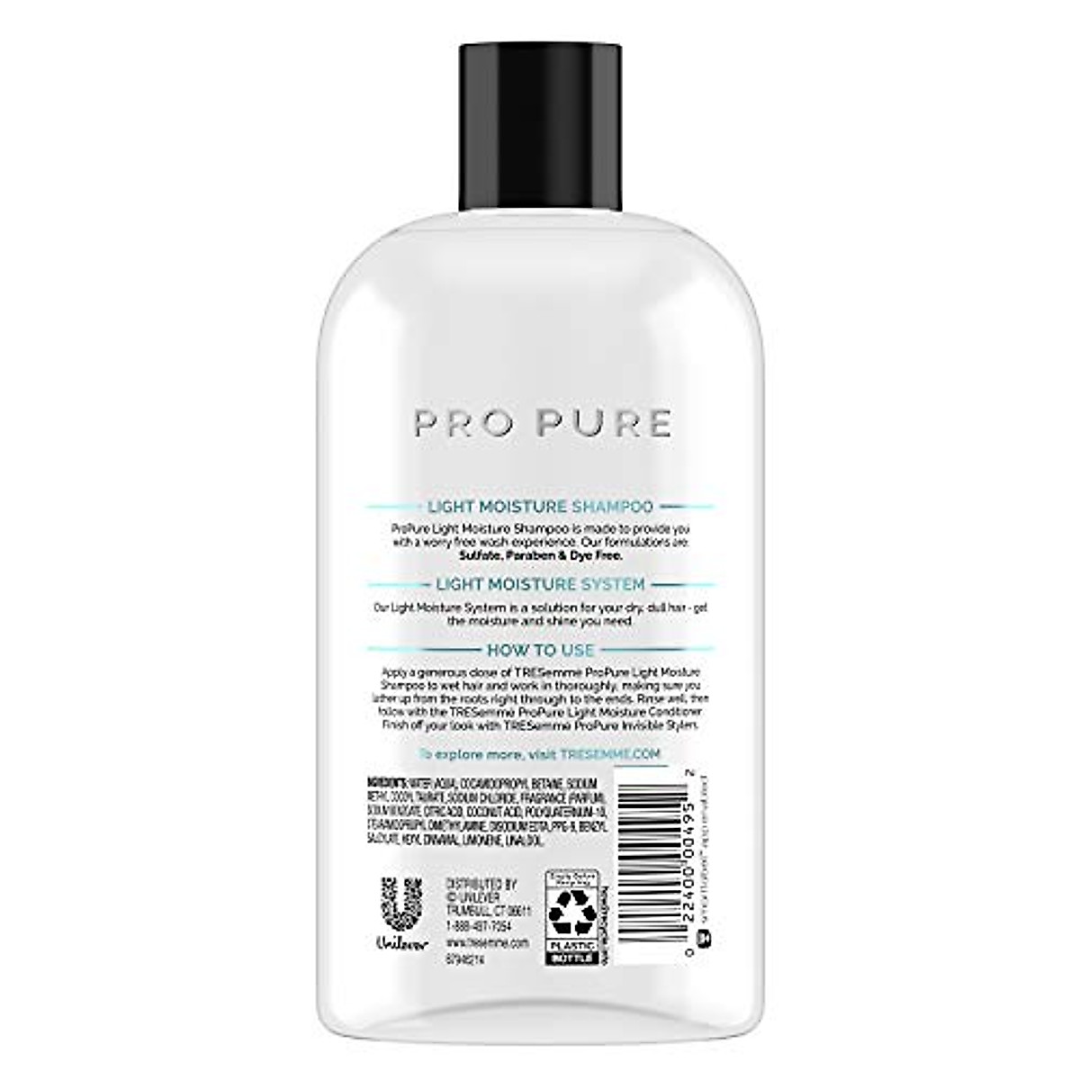 TRESemmé Pro Pure Shampoo For Daily Moisture Light Moisture Paraben Free, Dye Free Shampoo 16 oz