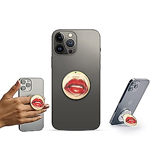 HANDL New York: Pixeled Lips - Handl Benjamin Collection - Phone Grip and Stand for Smartphone