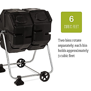 Gardener's Supply Company Compost Tumbler with Wheels | Heavy Duty Dual Rotating Batch Outdoor Organic Compost Bin Tumbling Mixer Composter | Holds 3 Cubic Ft of Kitchen Waste & Garden Clippings