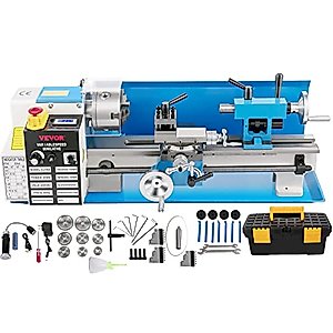 VEVOR Mini Metal Lathe, 7"x14", Benchtop Metal Lathe, 550W Variable Speed 2250 RPM Metal Lathe, with 3-jaw Chuck Mini Lathe Machine, Precision Mini Lathe w/Tool Box Digital Display for Metal Turning