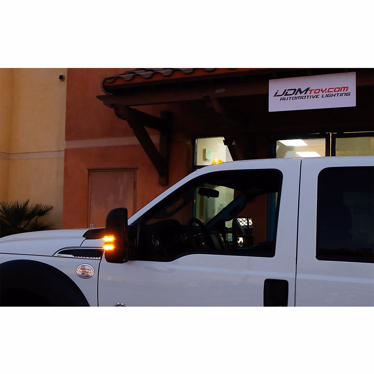 iJDMTOY Smoked Lens Switchback LED Side Mirror Marker Lamps Compatible With 2008-16 Ford F250 F350 F450 Super Duty, (2) Smoked Lens, White LED Parking Light, Amber LED Turn Signal Light