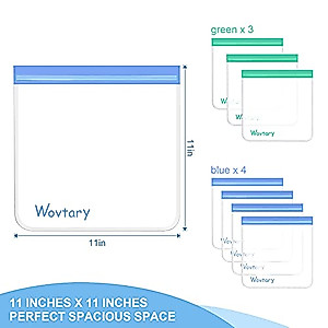 Dishwasher Safe Reusable Gallon Freezer Bags-7 Pack,Reusable Silicone Storage Bags BPA Free, Extra Thick Leakproof & Plastic Free Bags For Meat Fruit Vegetables